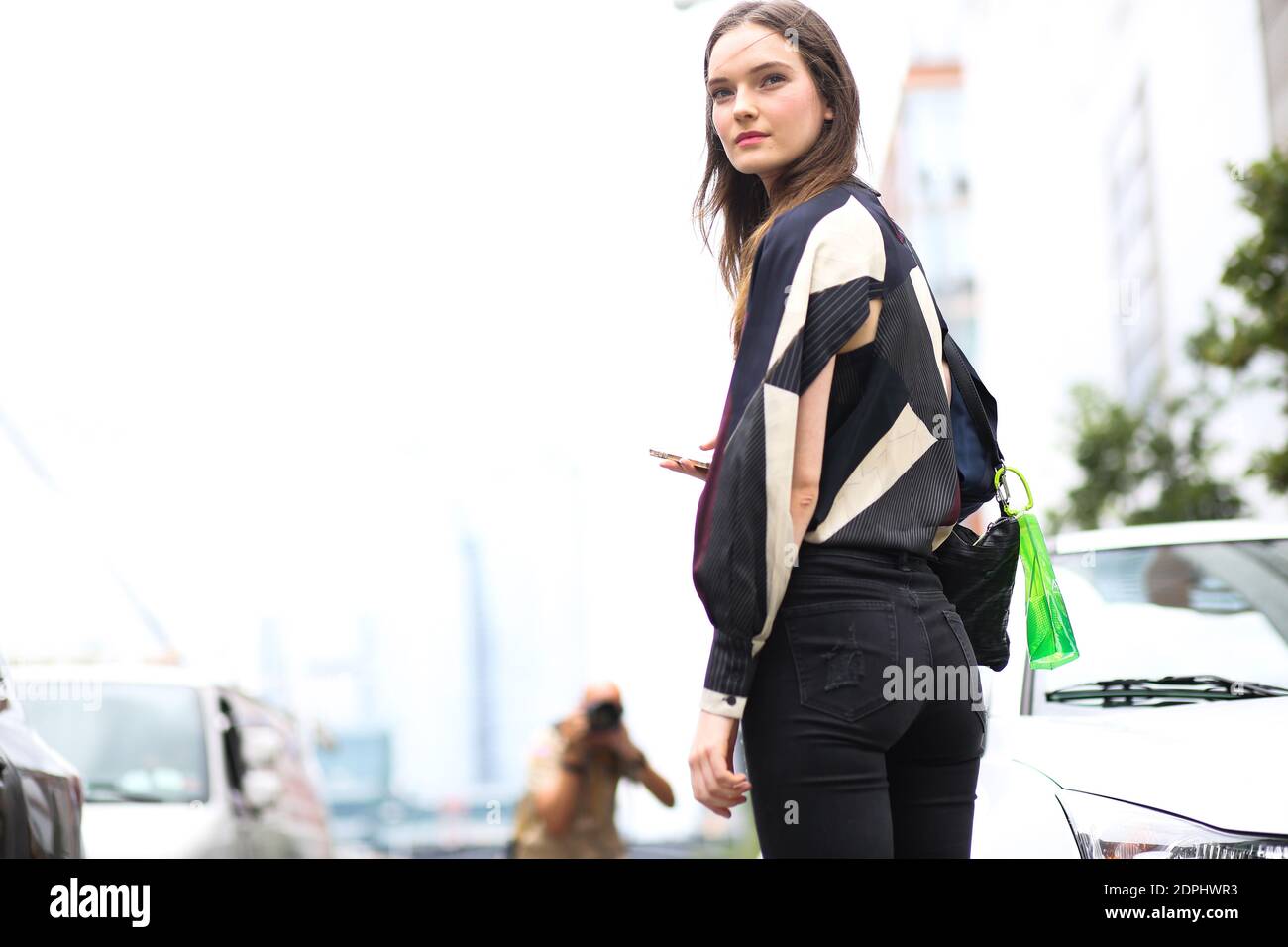 Street style, Model after Tibi Spring Summer 2016 show held at ...