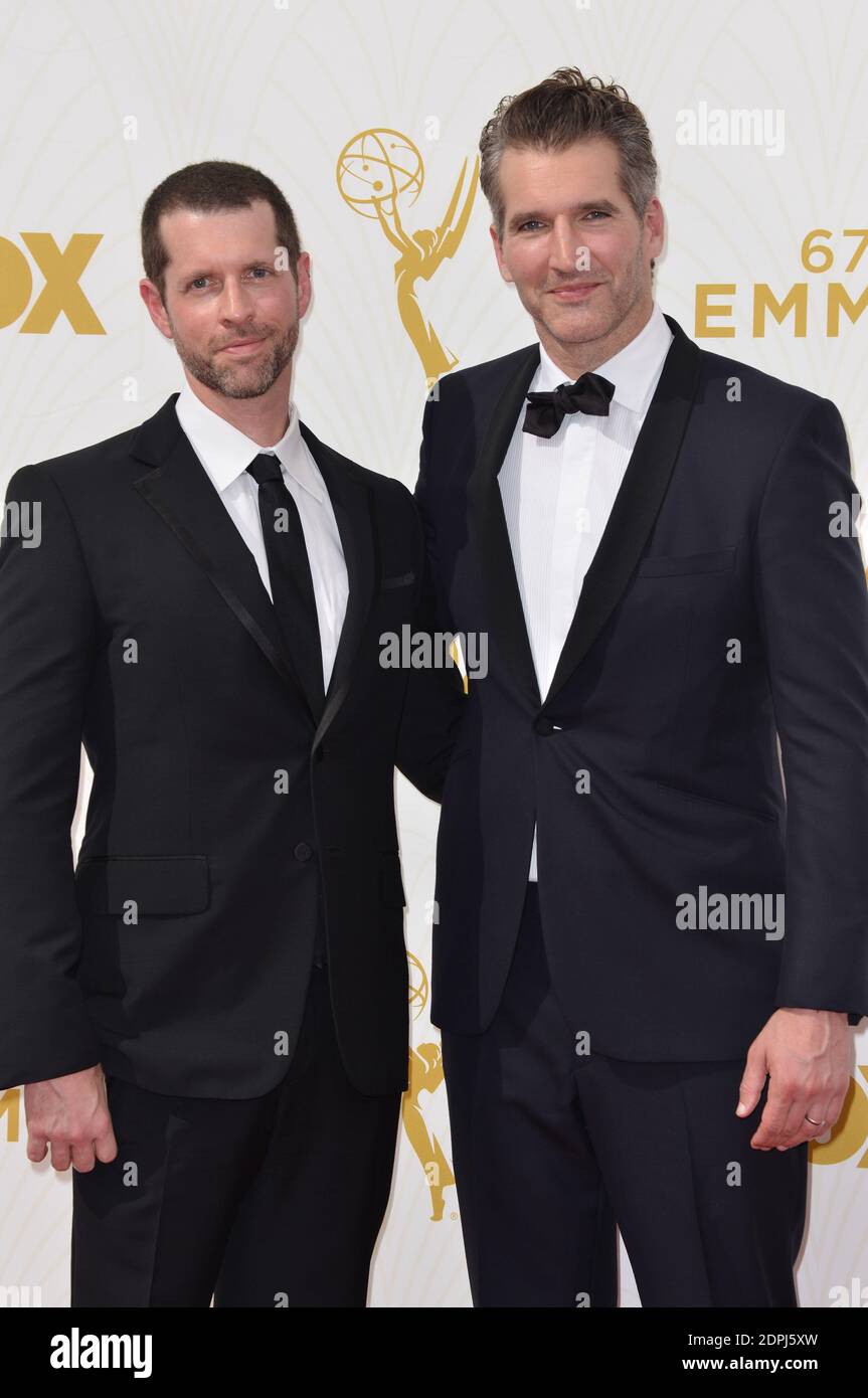 D.B. Weiss and David Benioff attend the 67th Emmy Awards at the ...