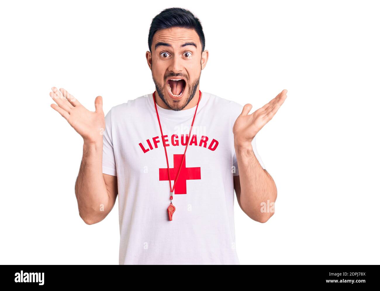Young hispanic man lifeguard arms hi-res stock photography and images ...