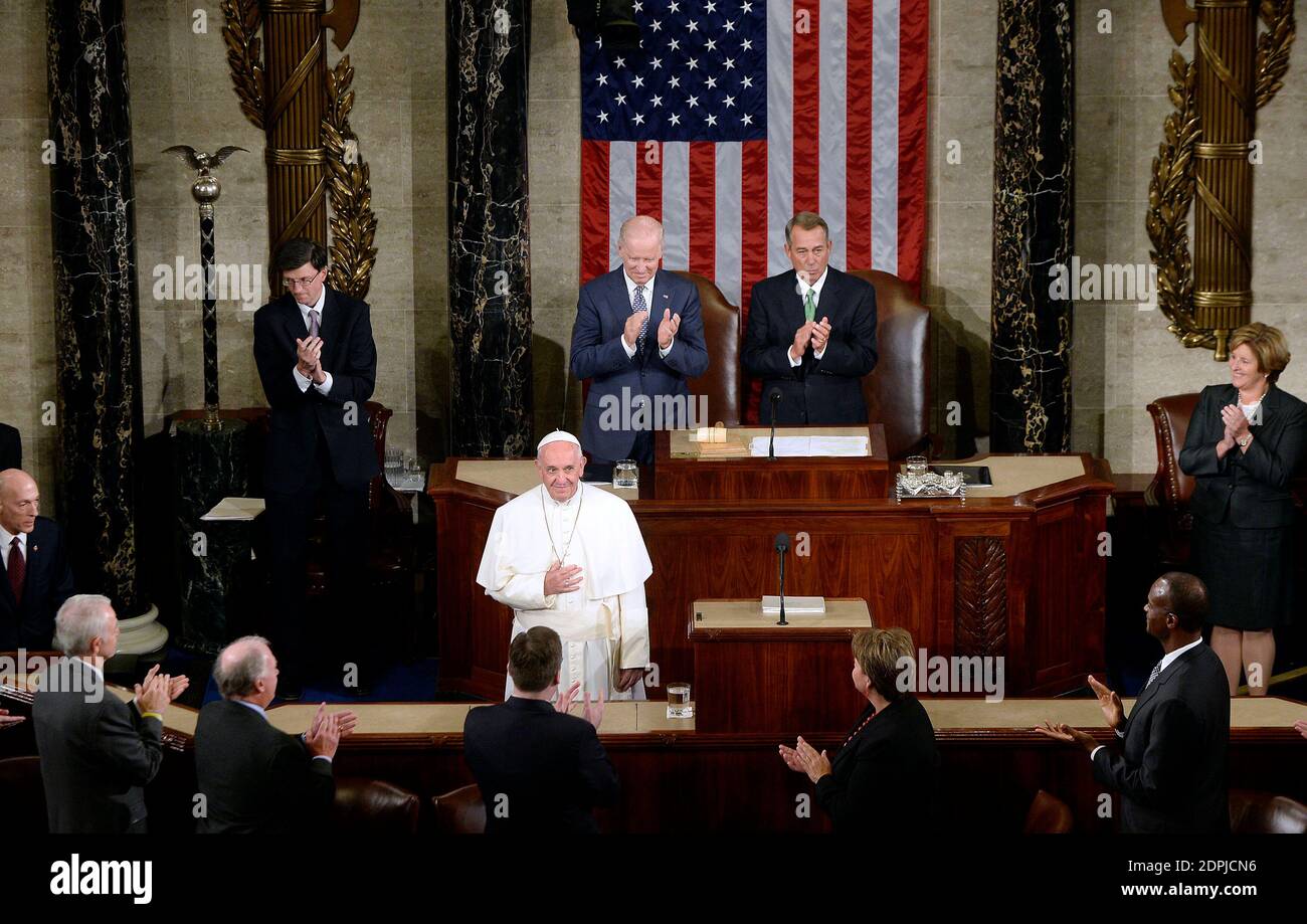 His Holiness Pope Francis addresses a joint session of Congress at the ...