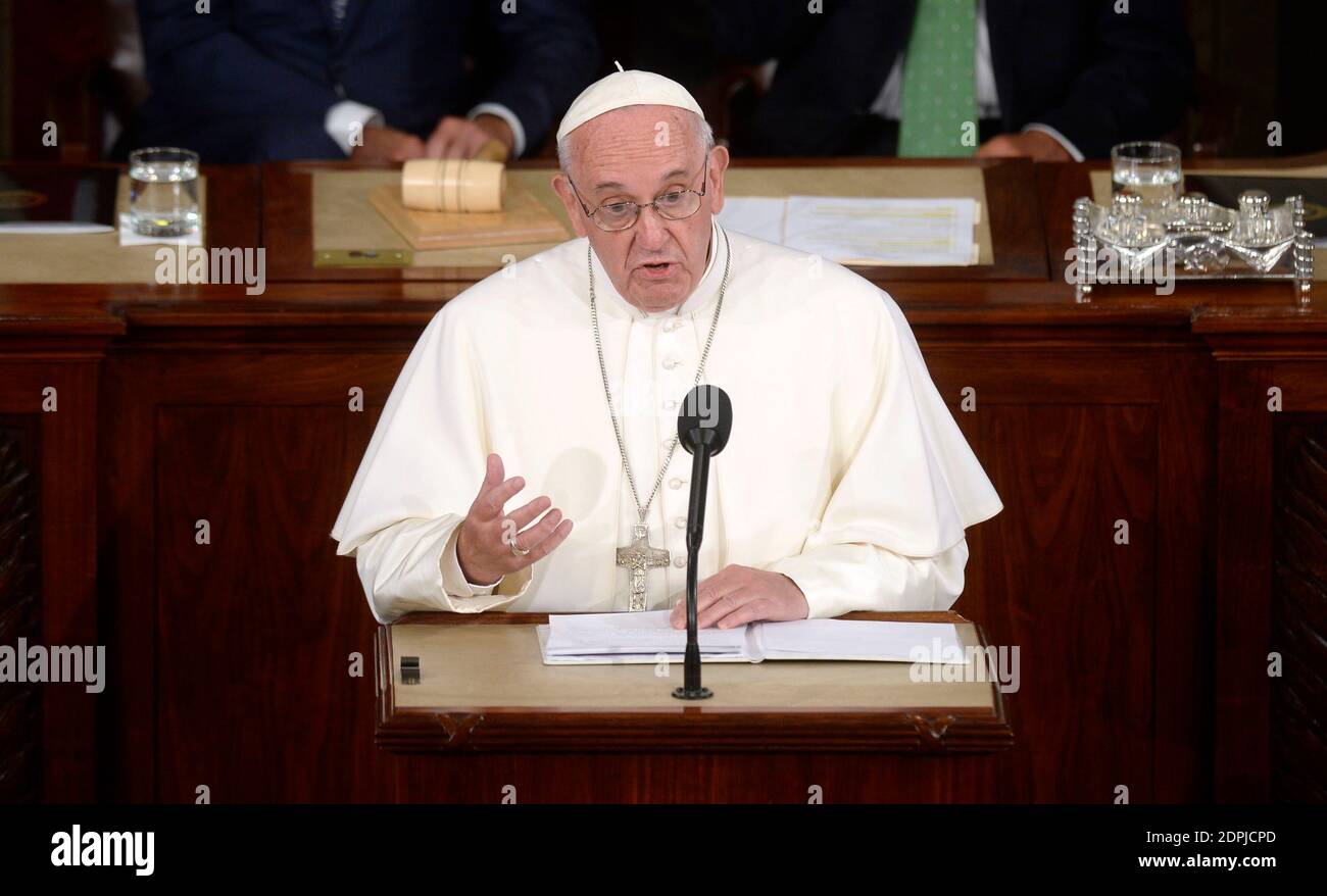 His Holiness Pope Francis addresses a joint session of Congress at the ...