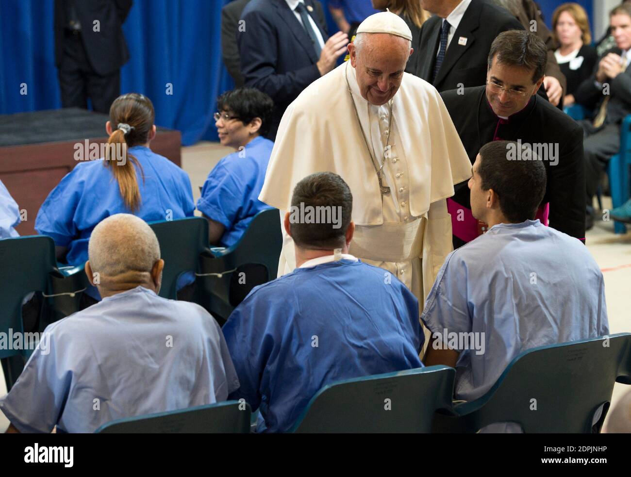 Pope Francis visits a prison in Philadelphia, USA on September 27, 2015 ...