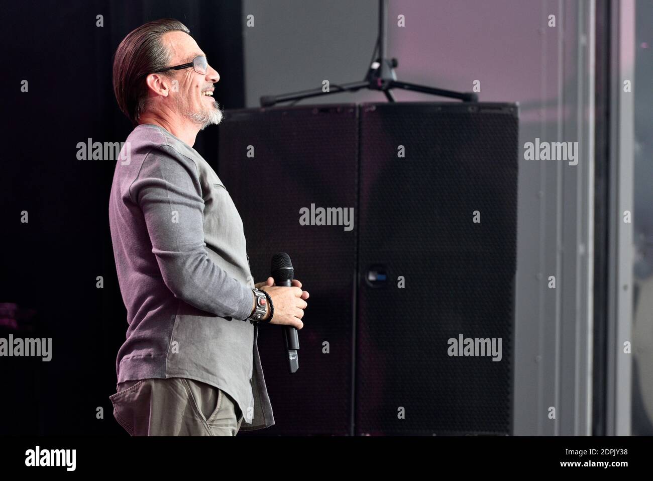 French singer Florent Pagny performs live on stage at 'Le Tigre' during ...