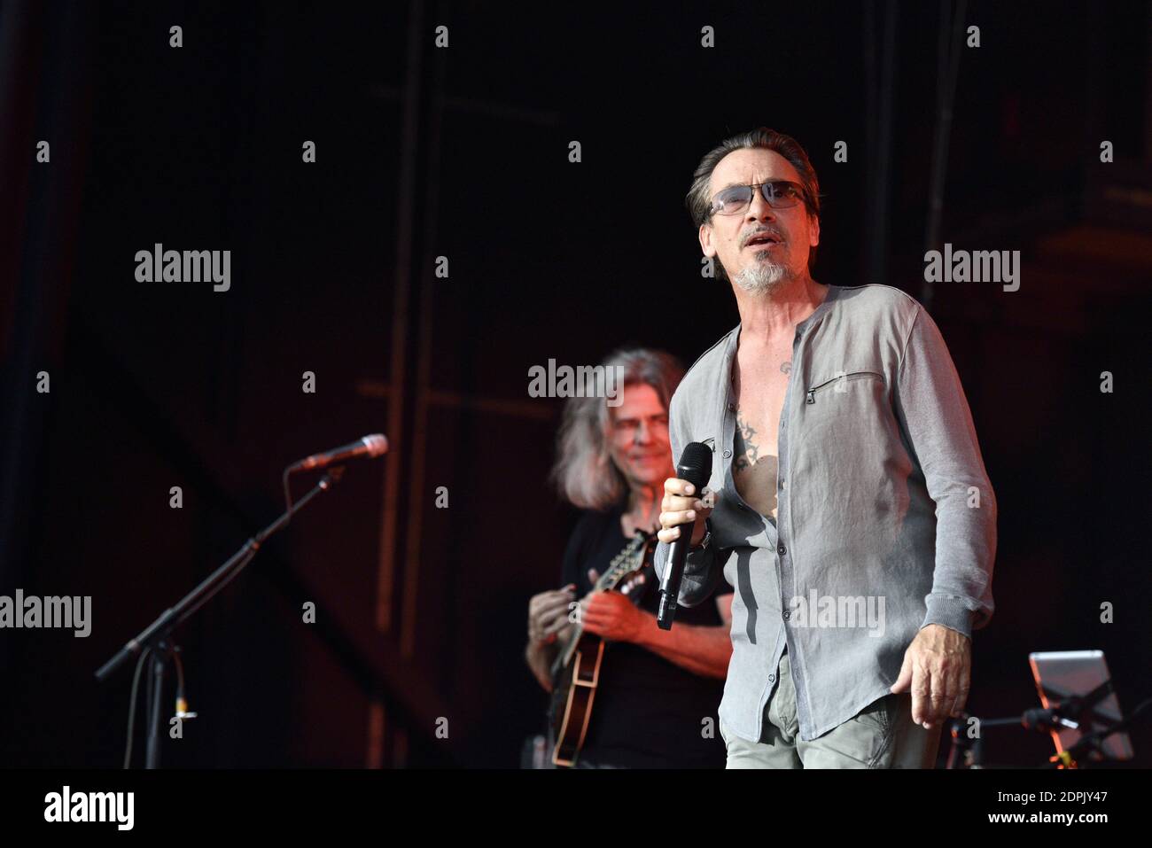 French singer Florent Pagny performs live on stage at 'Le Tigre' during ...