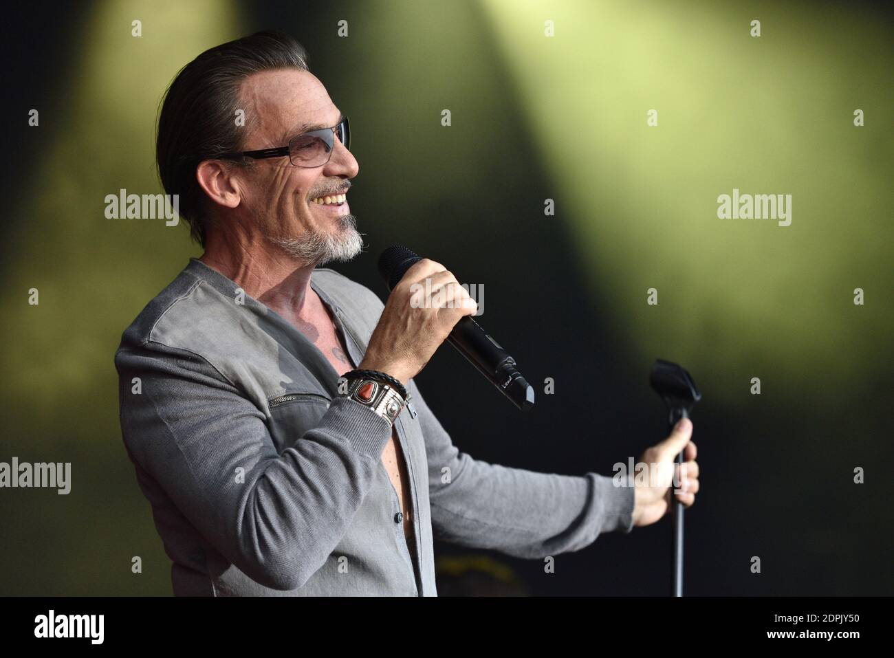 French singer Florent Pagny performs live on stage at 'Le Tigre' during ...