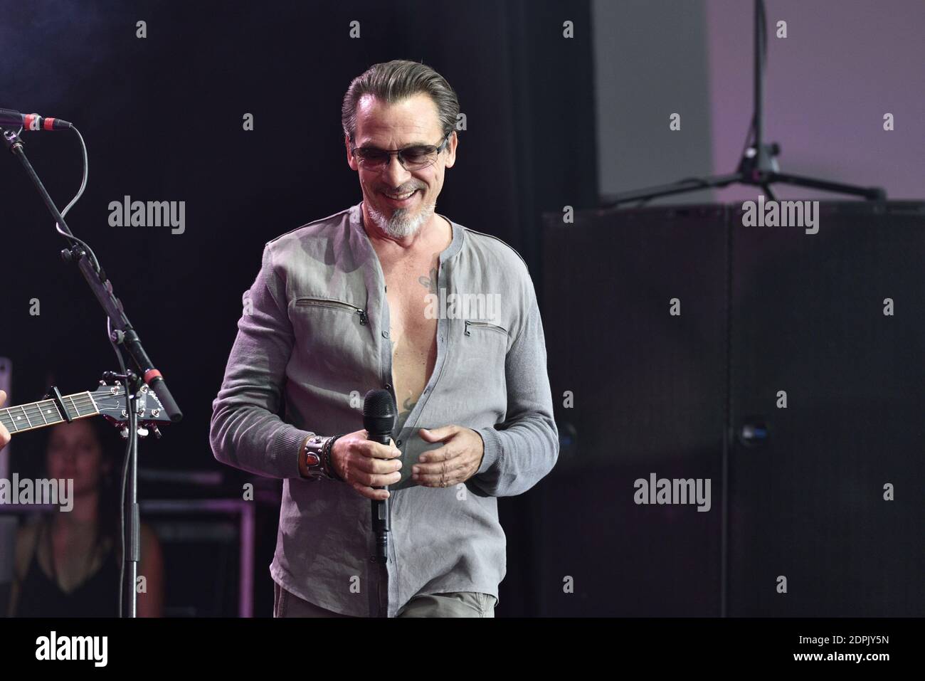 French singer Florent Pagny performs live on stage at 'Le Tigre' during ...