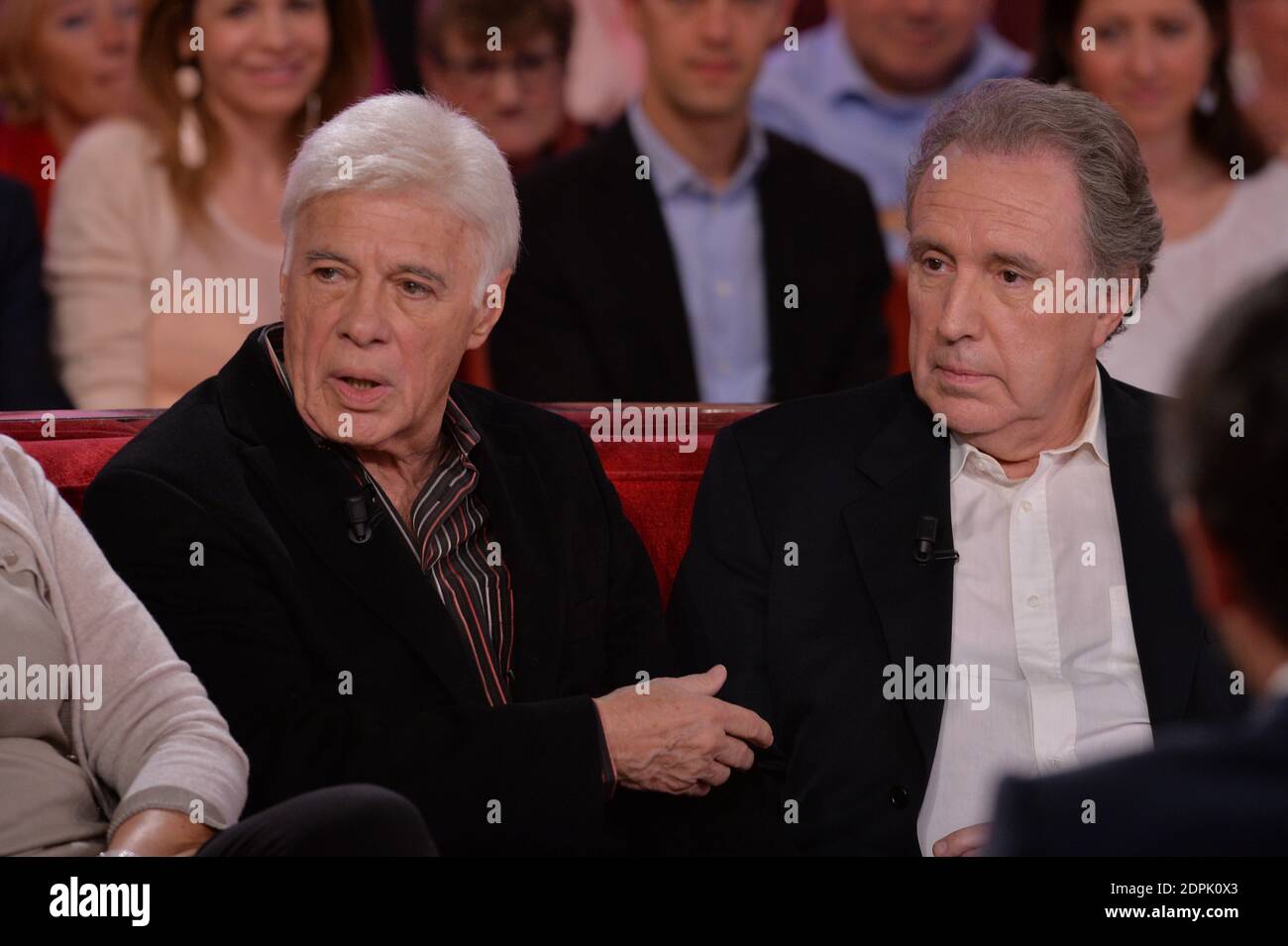 Michel Sardou and Philippe Magnan at the taping of Vivement Dimanche in ...