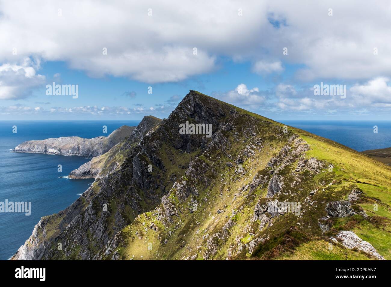 Mountains, dramatic sky and Atlantic ocean, view from mountain on ...