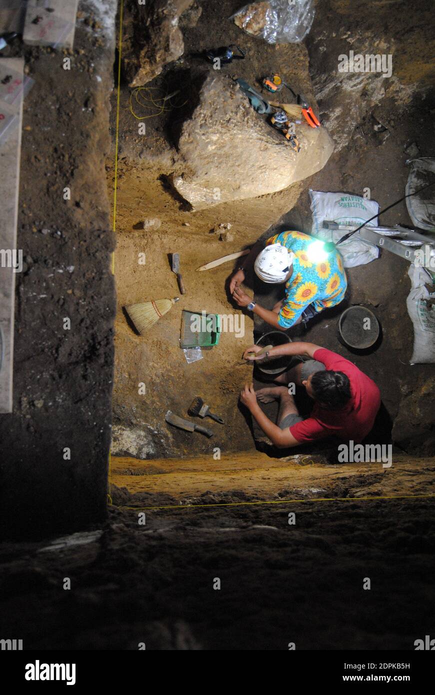 A view of the excavation in the Callao Cave in the north of Luzon ...