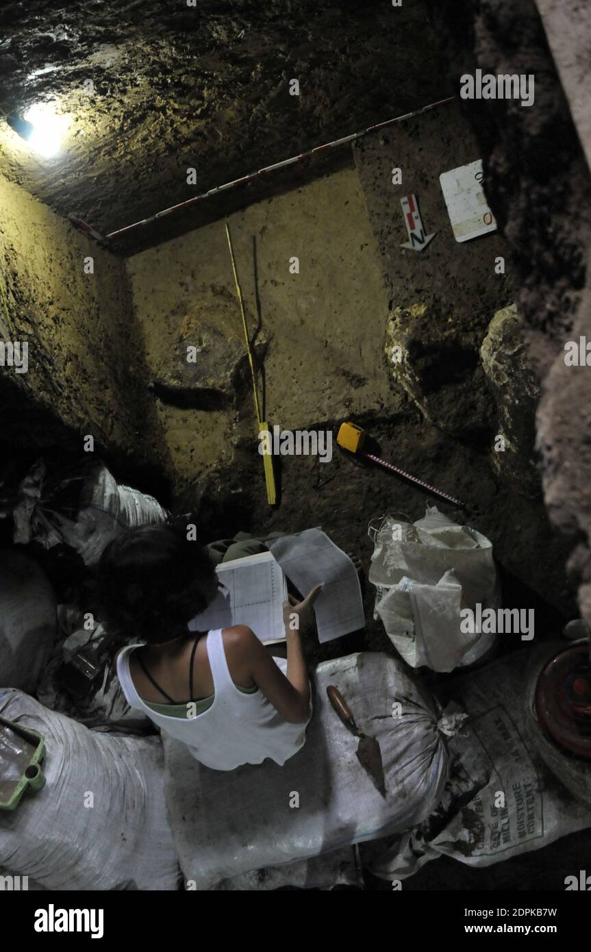 A view of the excavation in the Callao Cave in the north of Luzon ...