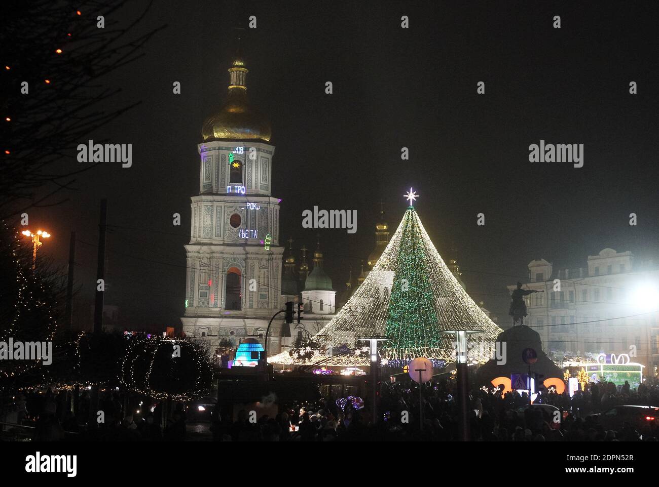 The main Ukrainian Christmas tree with the Bethlehem star on top is ...