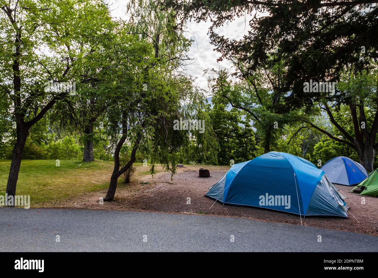 PEACHLAND, CANADA - AUGUST 01, 2020: camping site at Okanagan Lake ...