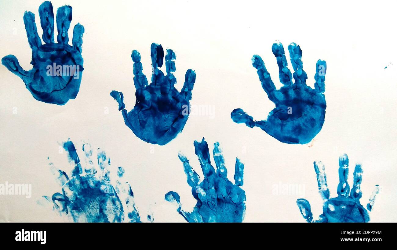 Blue Handprints High Resolution Stock Photography and Images - Alamy