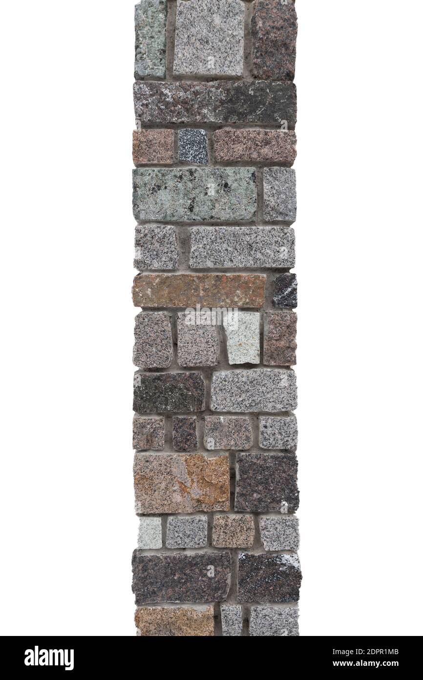stone pillar of multicolored bricks isolated on a white Stock Photo - Alamy