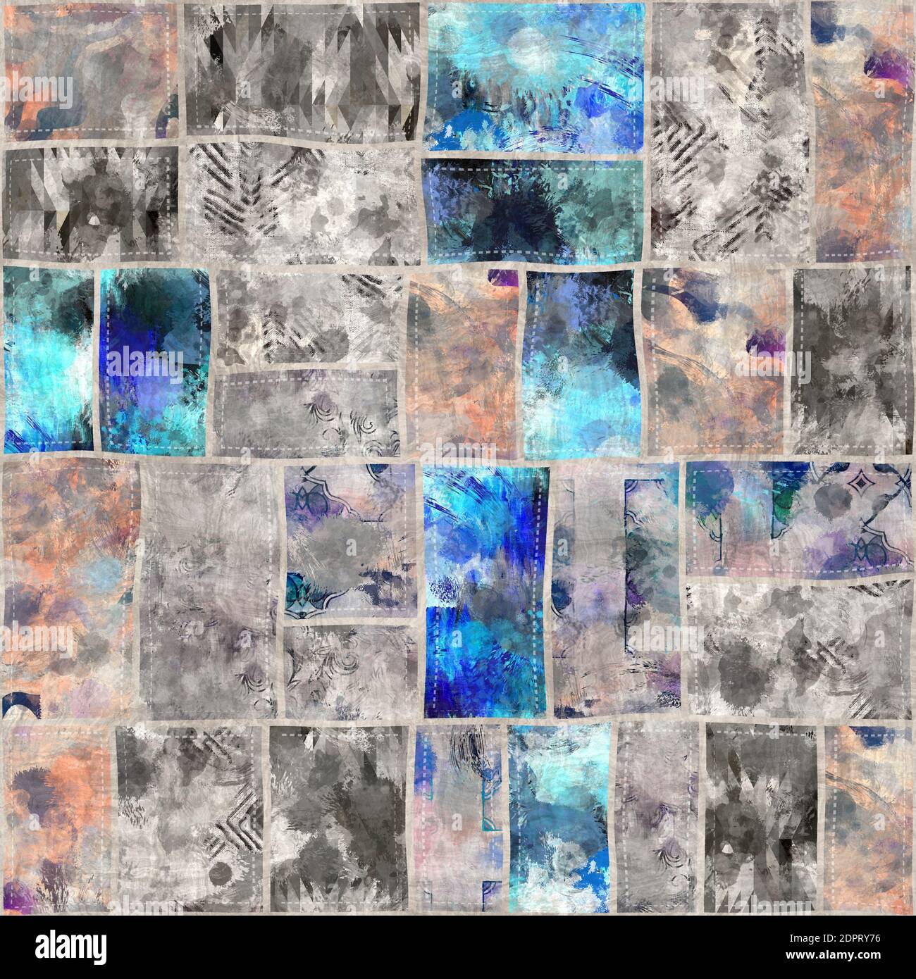 Seamless patchwork collage mix quilt pattern print Stock Photo - Alamy