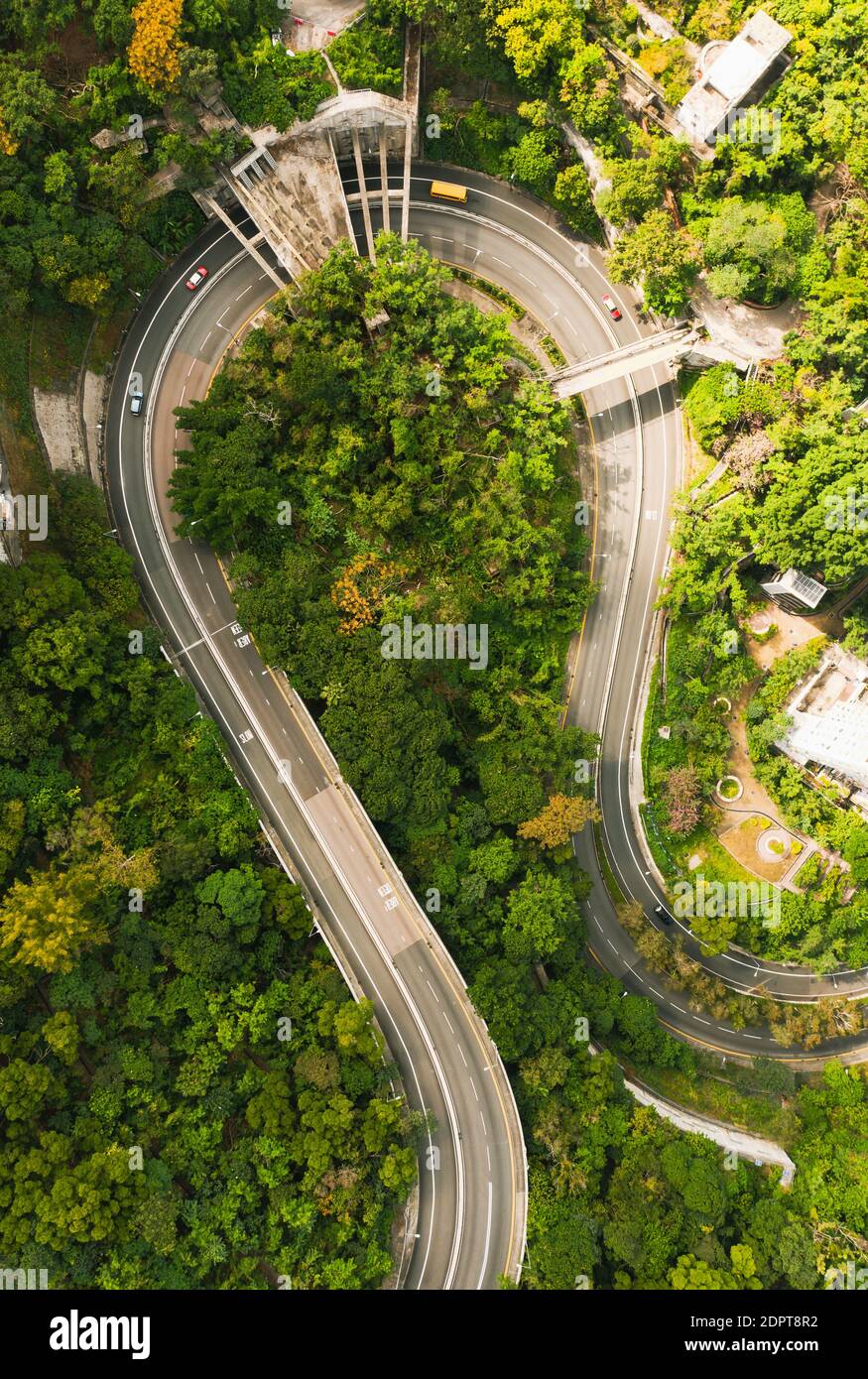 Top View Of Curve Road Stock Photo - Alamy