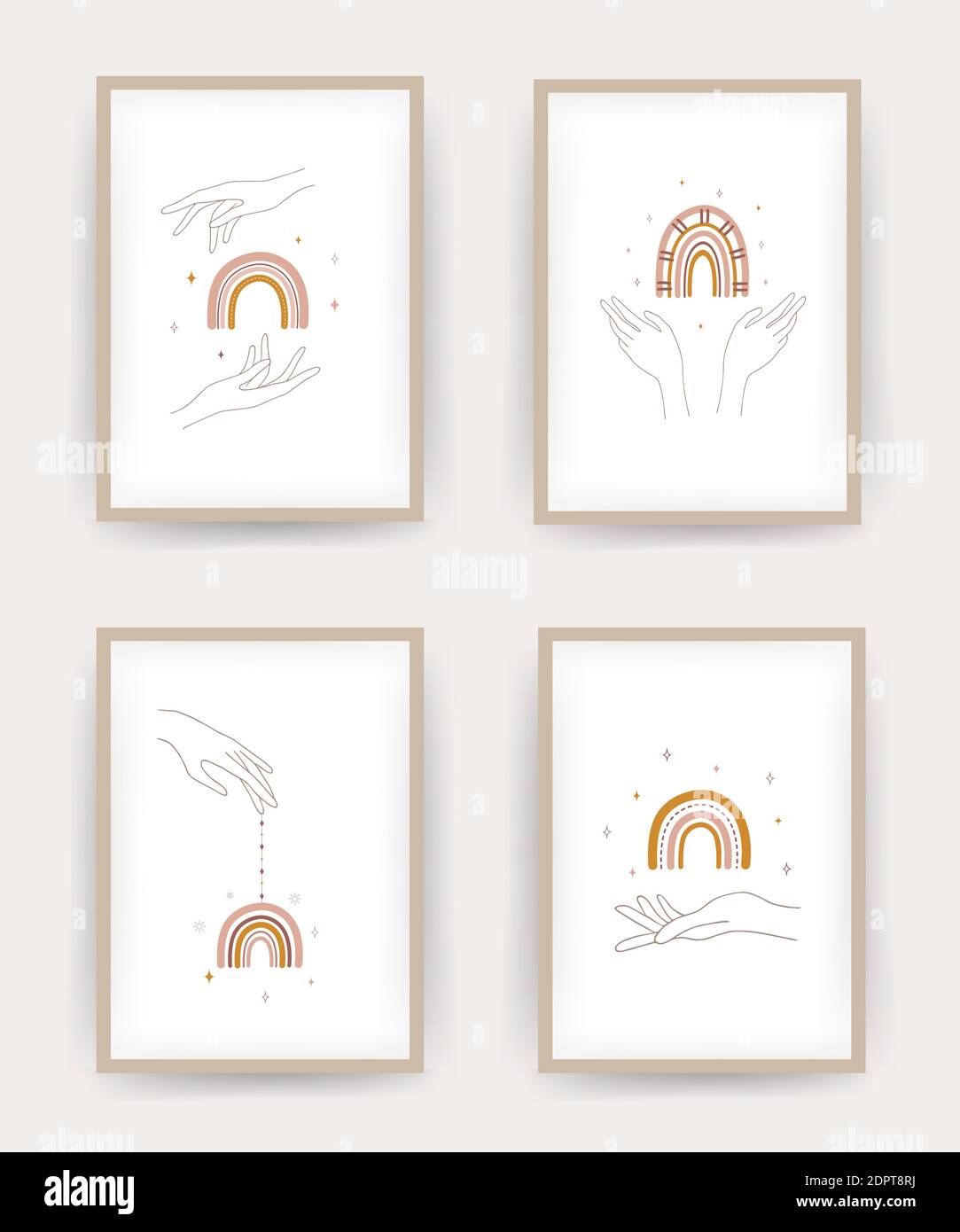 Posters with abstract rainbow and hands. Contemporary design for ...