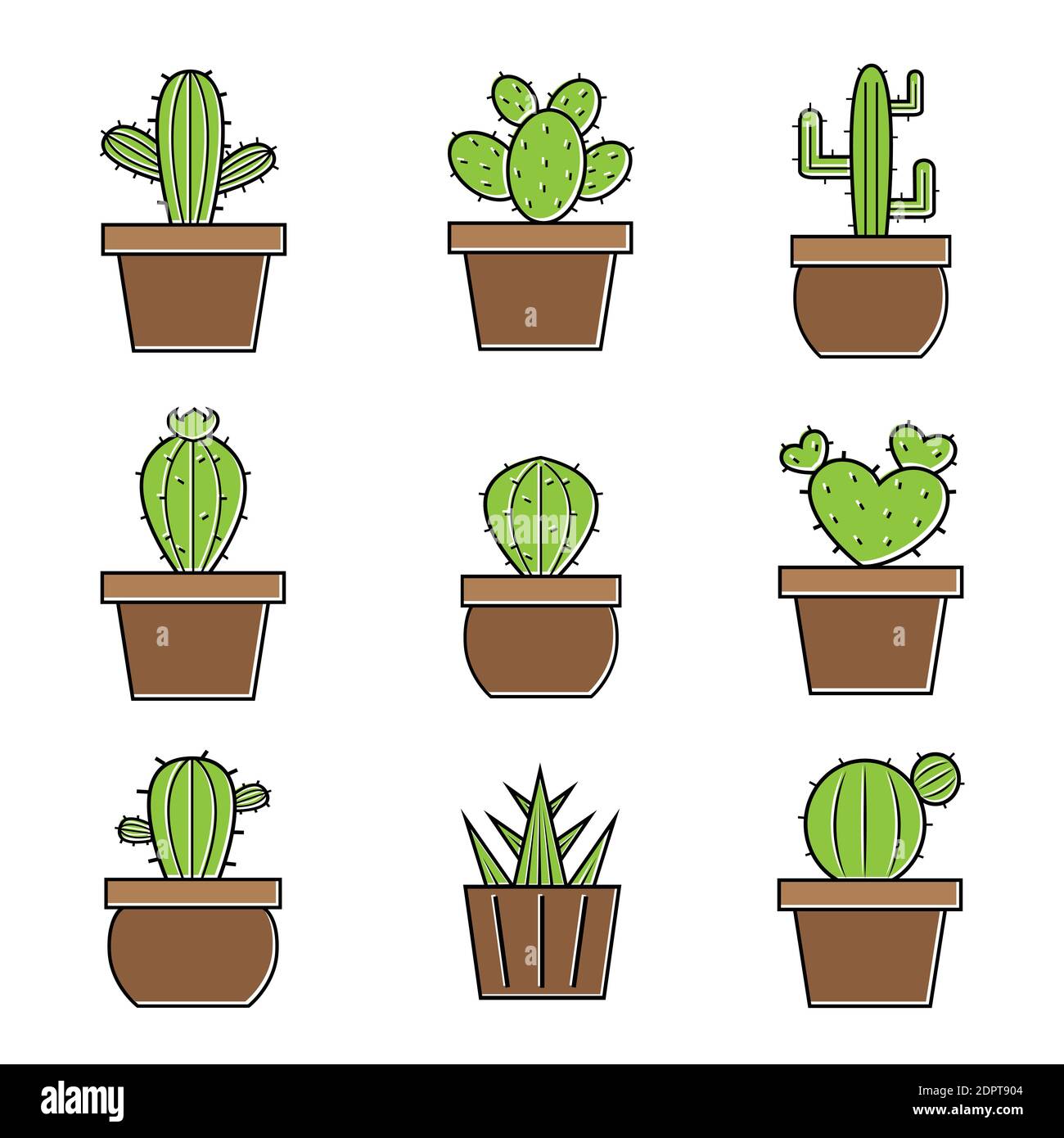 Set of vector cactus icons on white background. Easy editable layered ...