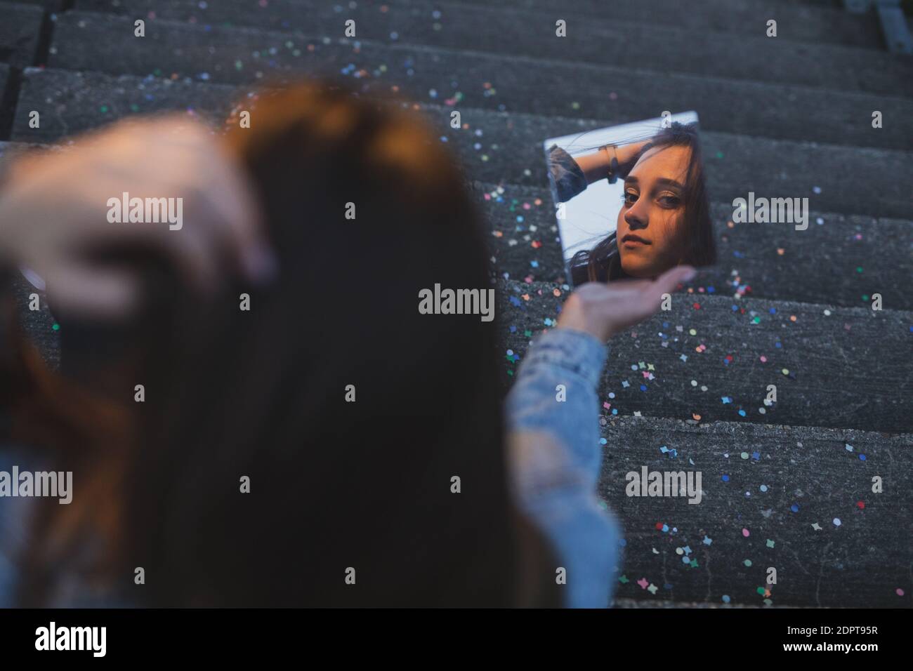Woman confetti rear view hi-res stock photography and images - Alamy