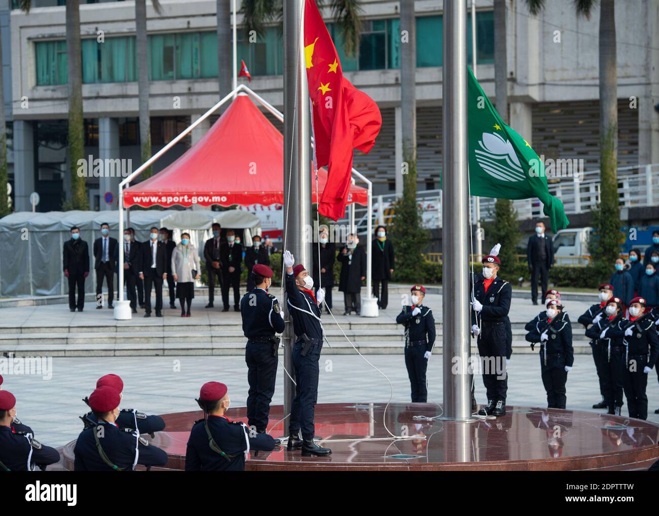 Macao, China. 20th Dec, 2020. A flag-raising ceremony marking the 21st ...