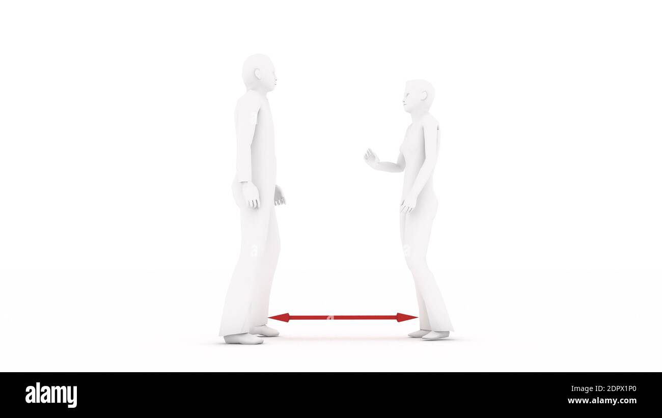 White 3d People talk social distance 3d render Stock Photo - Alamy