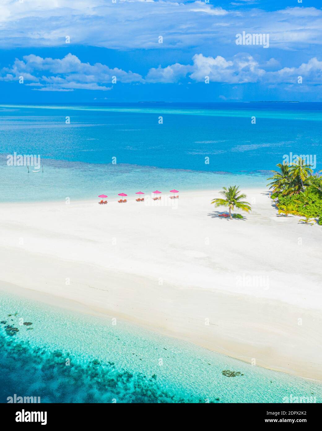 Aerial photo of beautiful Maldives paradise tropical beach. Amazing ...