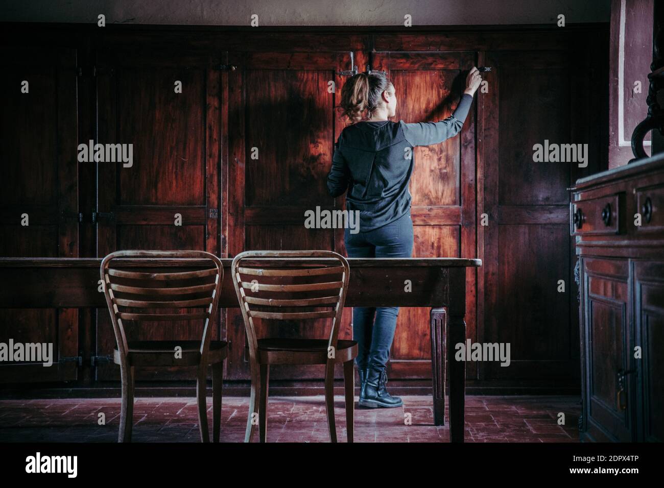 Mature woman arms raised door hi-res stock photography and images - Alamy