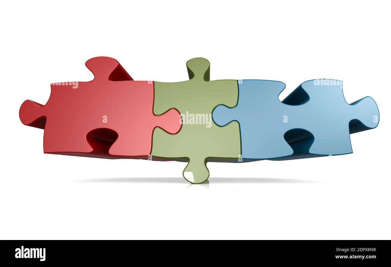Red green blue jigsaw puzzle image with hi-res rendered artwork that ...