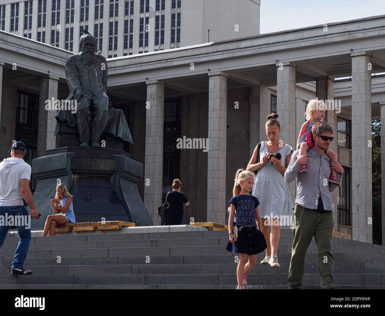 Moscow, Russia. 6th Sep, 2020. People walk past the monument to the ...
