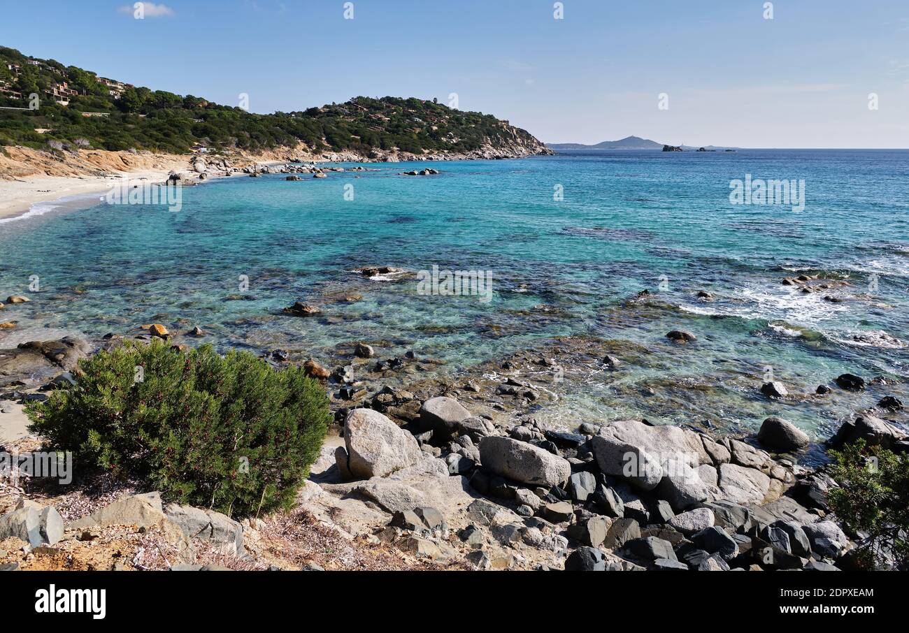 Beautiful beach in Porto sa Ruxi, turquoise water and white sand ...