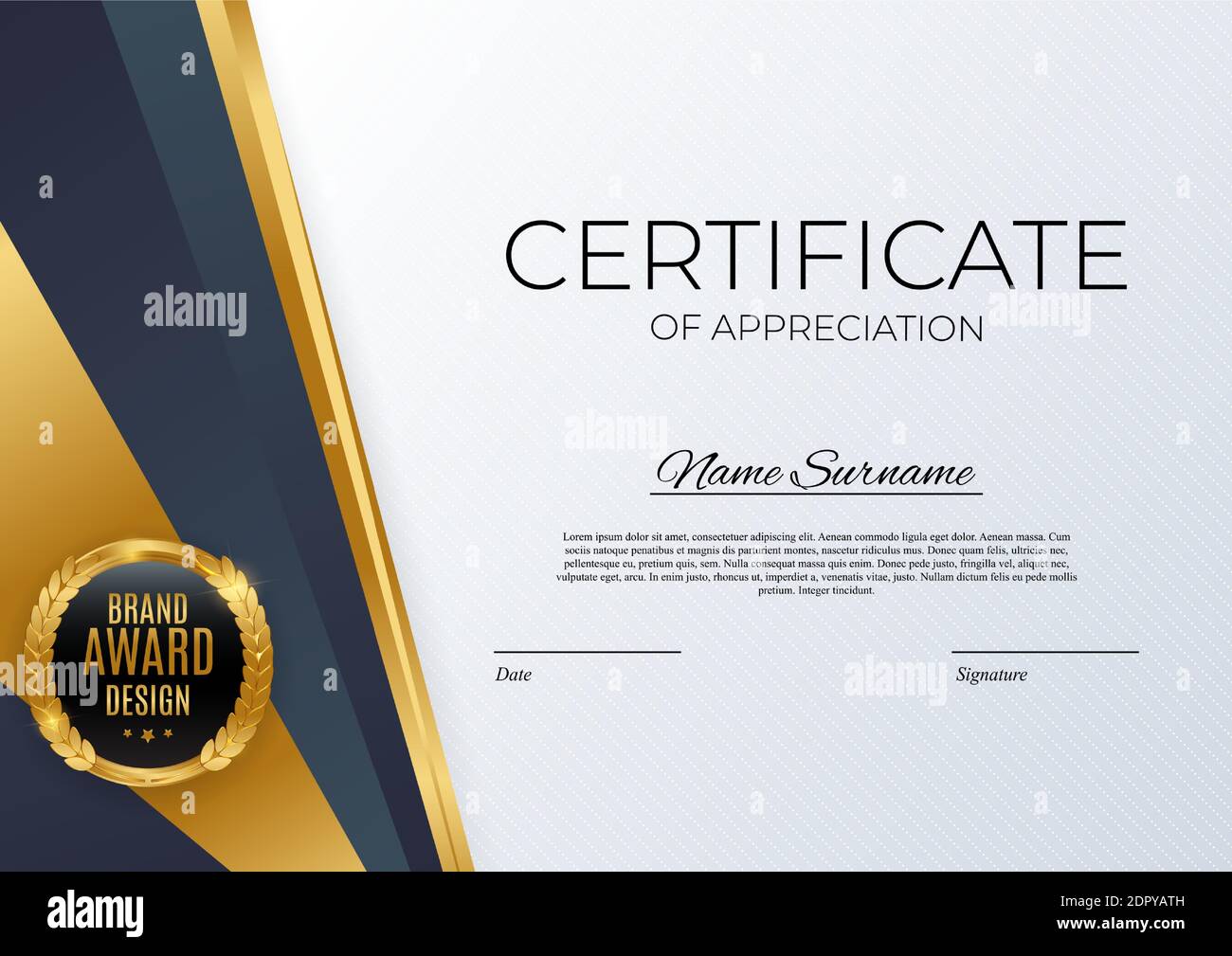 Blue And Gold Certificate Of Achievement Template Background With Gold