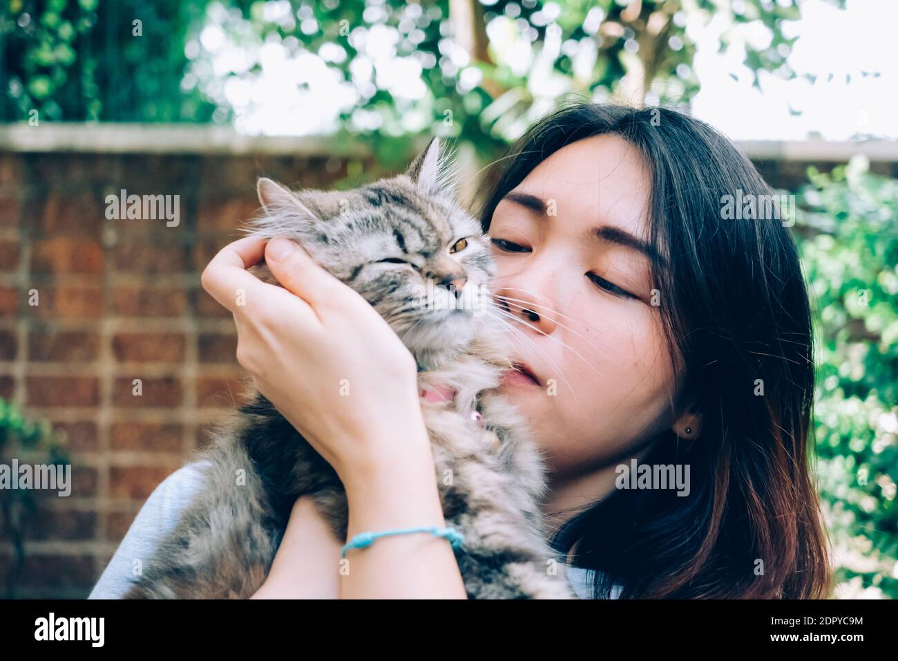 Indian girl with pet cat hi-res stock photography and images - Alamy