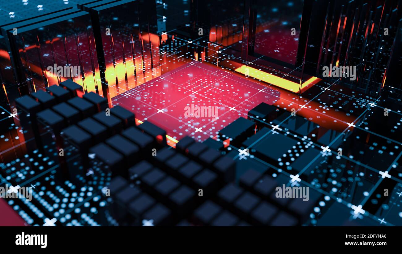 Abstract Central Computer Processors Concept. 3D illustration Stock ...