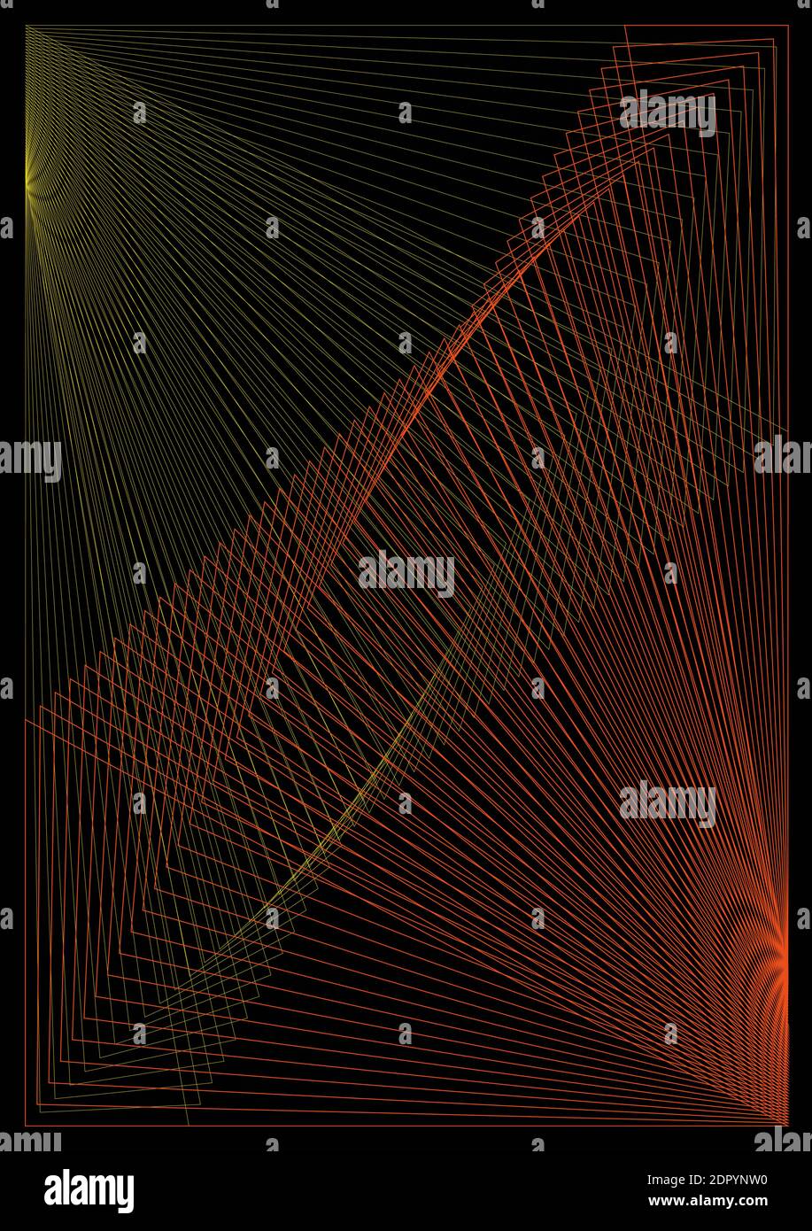 Vector Abstract Pattern Geometric Shapes Of Yellow And Orange Intersecting Lines On A Black
