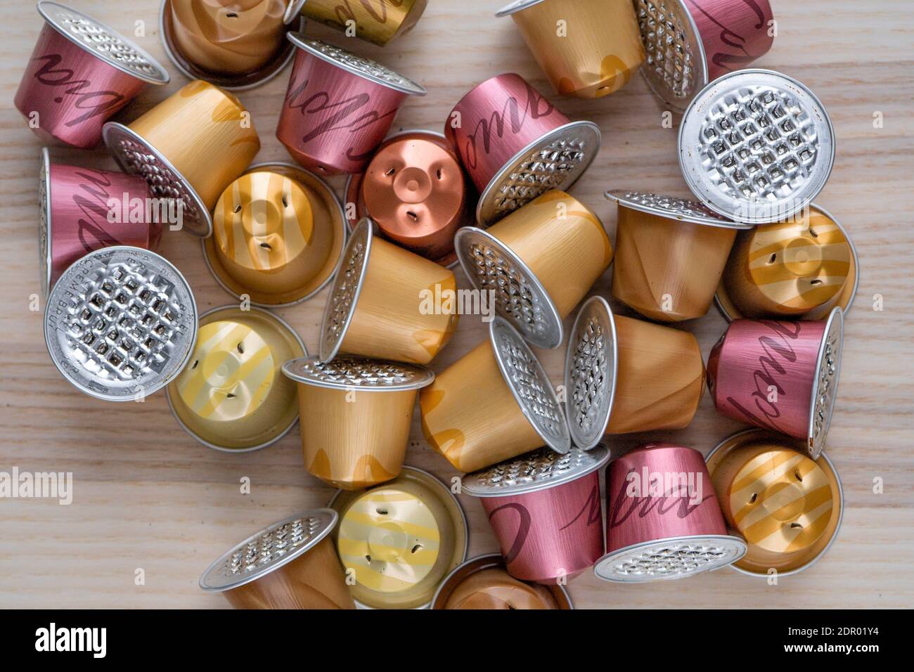 Nice, France 18.12.2020 Colorful used Nespresso coffee capsules ...