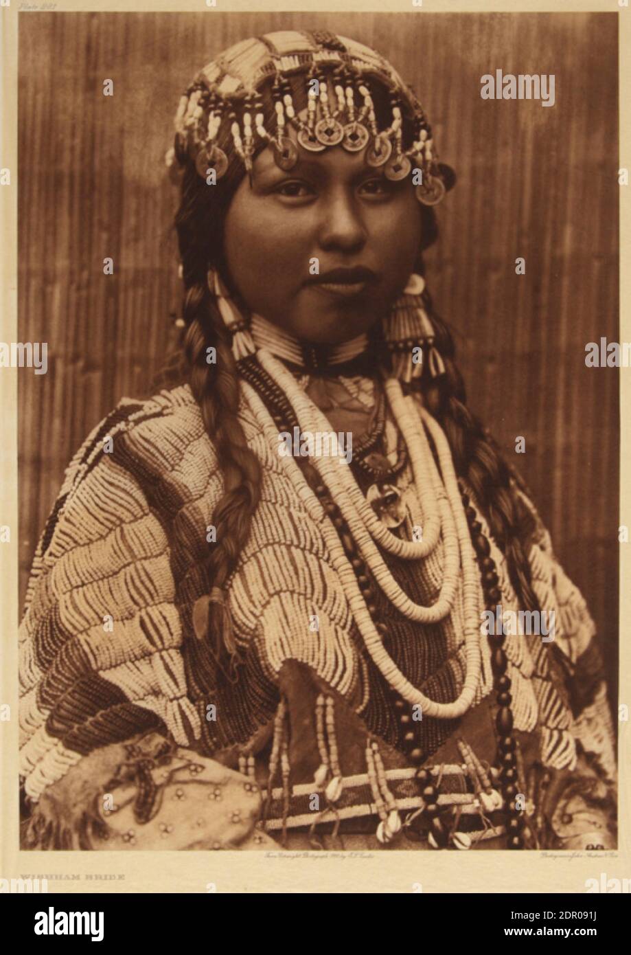 Vintage photograph of a Wishram bride in traditional costume with her ...