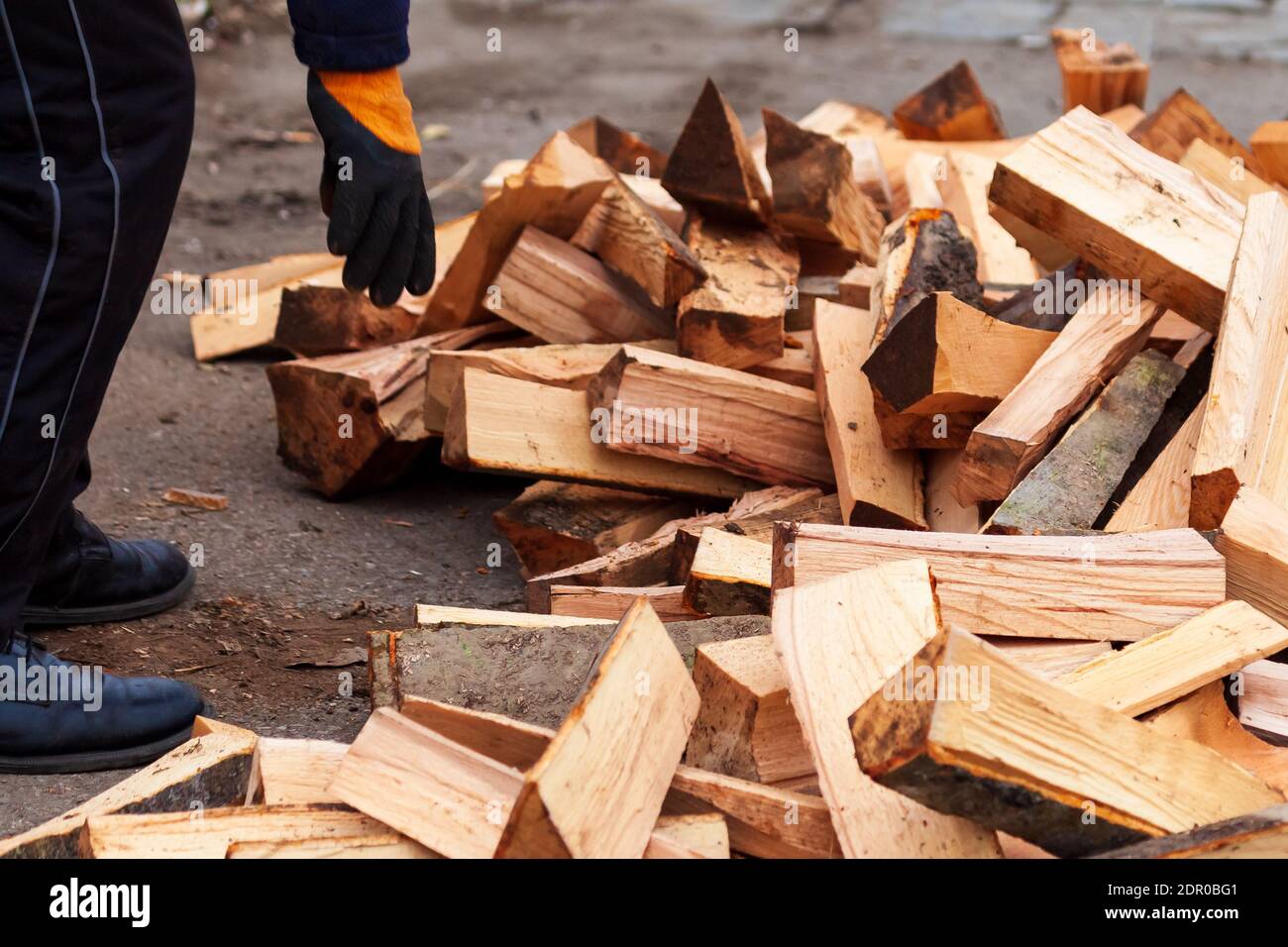 Preparation of firewood for the winter. firewood background, Stacks of ...