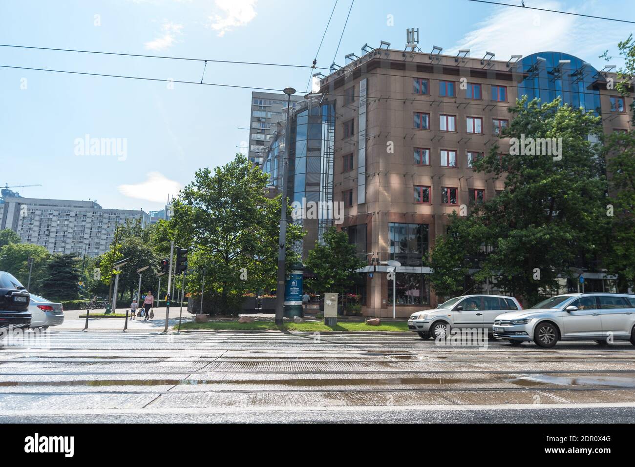 Warsaw, Poland - July 10, 2020: City after summer rain. Intersection ...