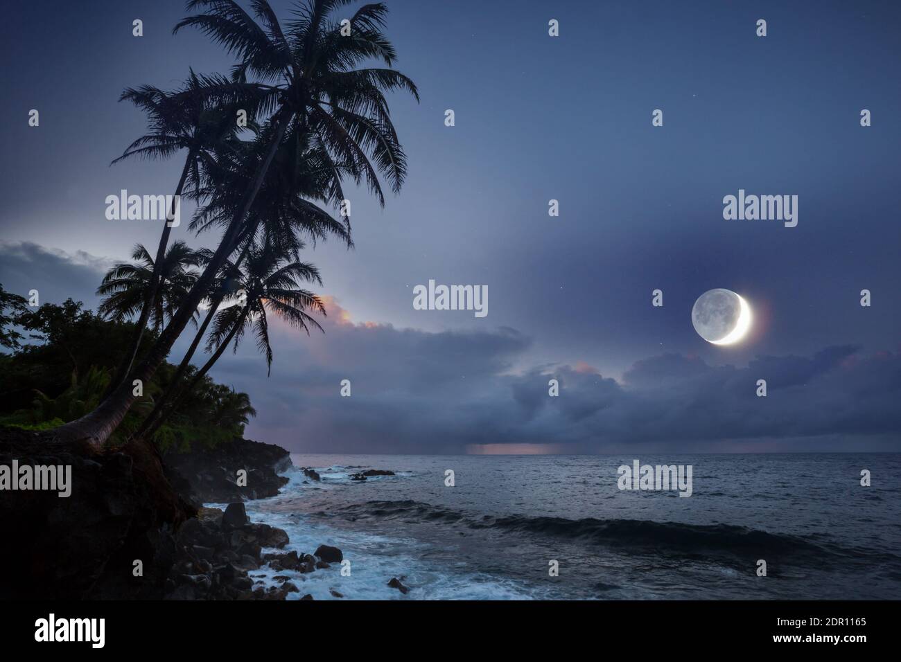 Night scene in tropical beach Stock Photo - Alamy