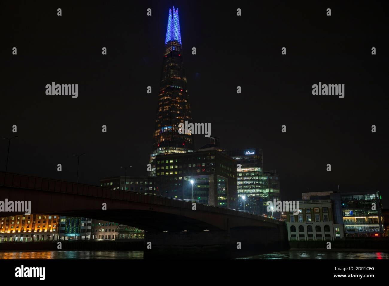 Shard Lights 2020 display & London Bridge, London, England Stock Photo ...