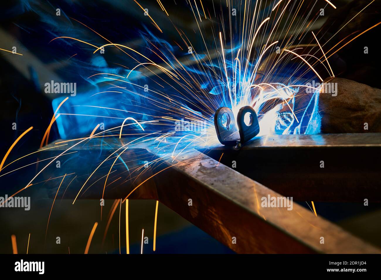 Metal Construction, Welder Welding in Factory Stock Photo - Alamy