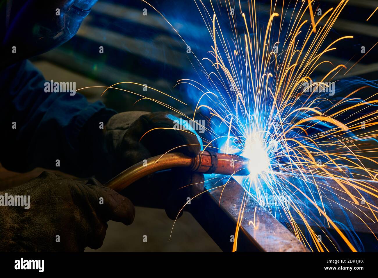 Metal Construction, Welder Welding in Factory Stock Photo - Alamy