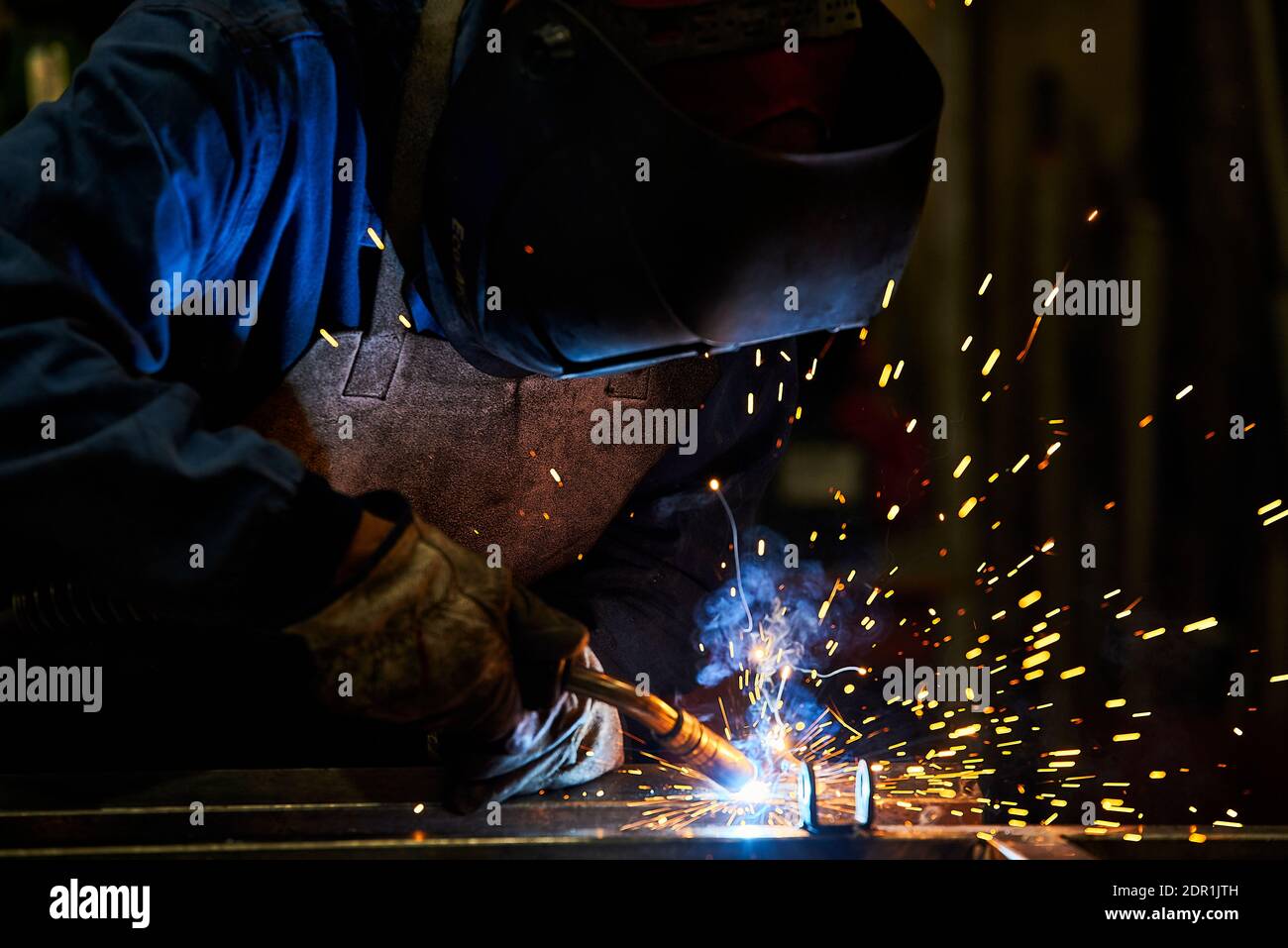 Metal Construction, Welder Welding in Factory Stock Photo - Alamy
