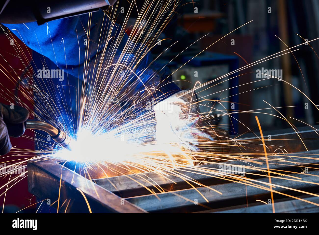 Metal Construction, Welder Welding in Factory Stock Photo - Alamy