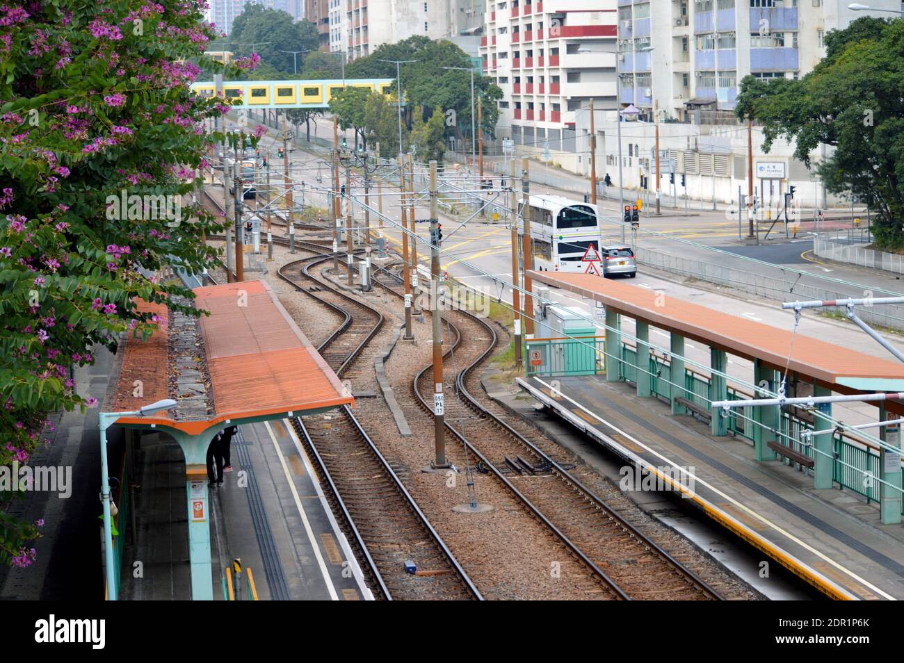 Tsing Wun Stop of the MTR Light Rail system, Tuen Mun, New Territories ...