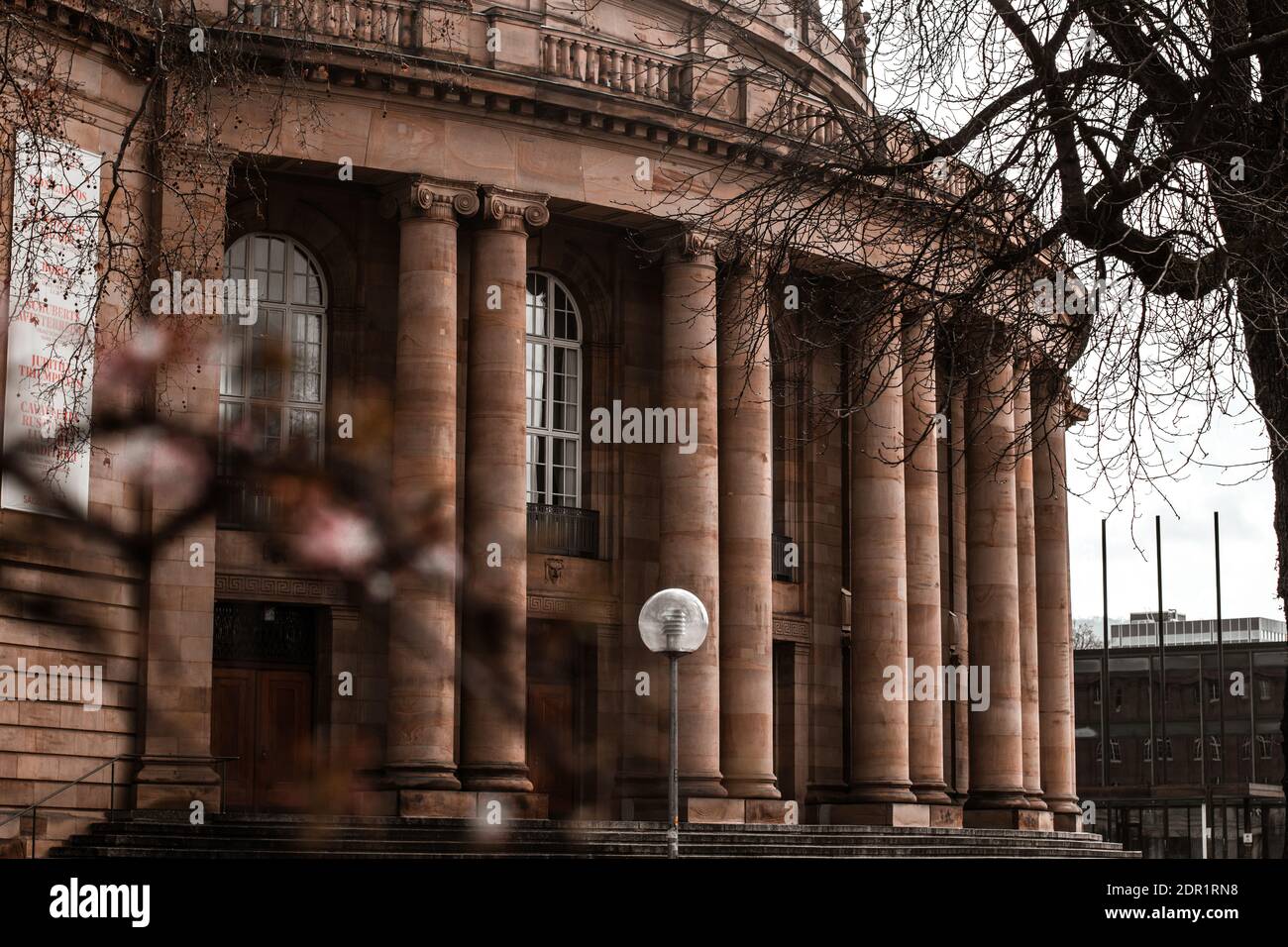 March 07, 2020 Stuttgart, Germany - Front view of famous historic ...