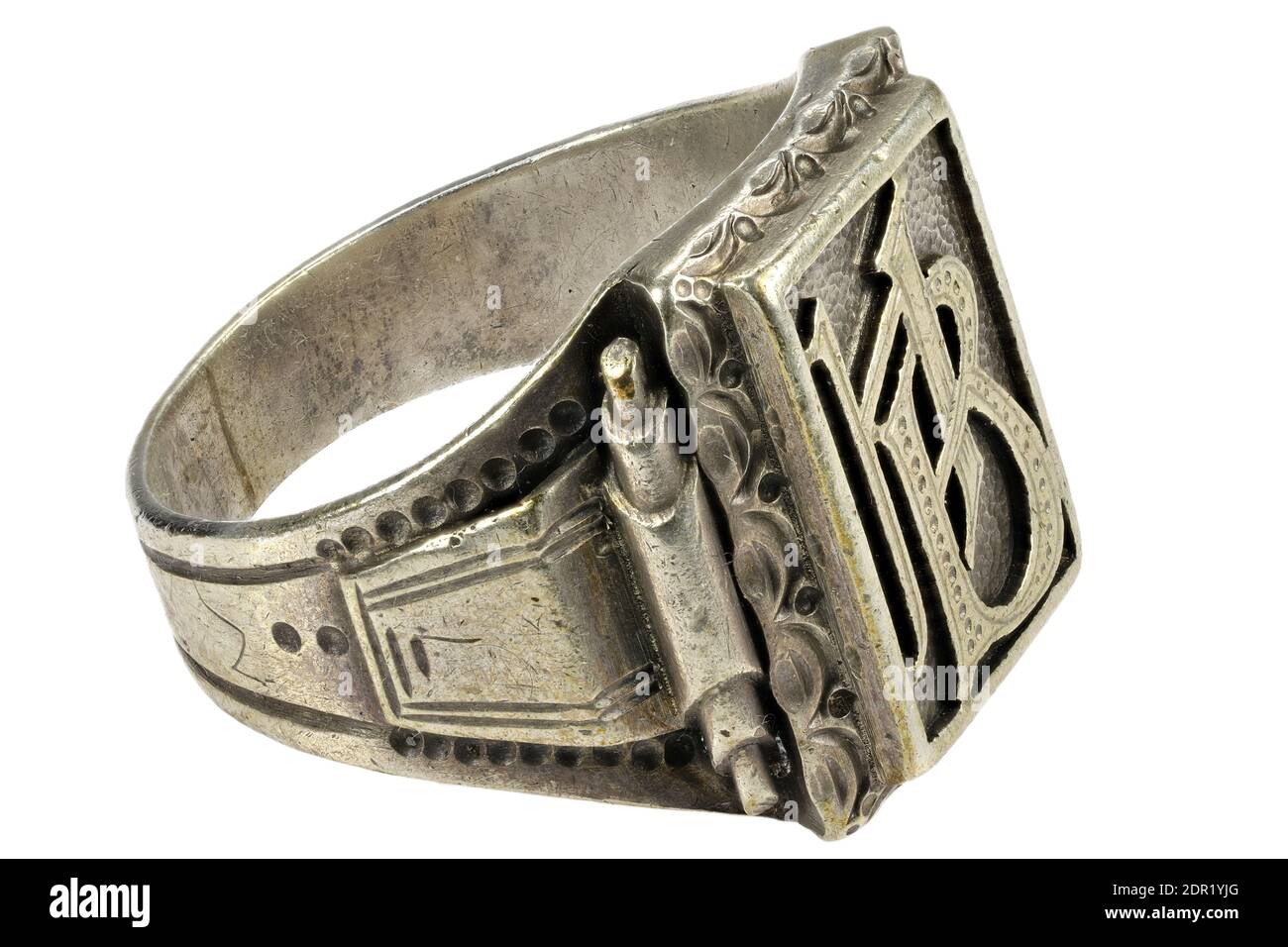 antique silver seal ring isolated on white background Stock Photo - Alamy