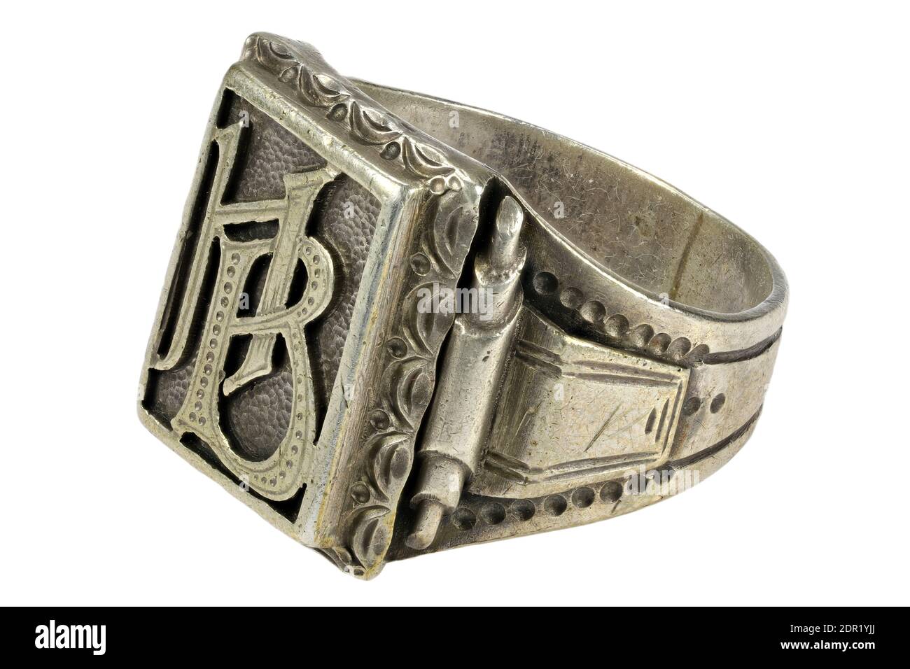antique silver seal ring isolated on white background Stock Photo - Alamy