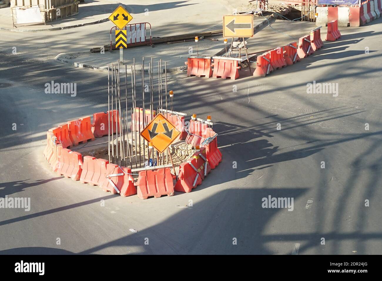 Preparing a sign protection of a traffic road is a civil construction ...