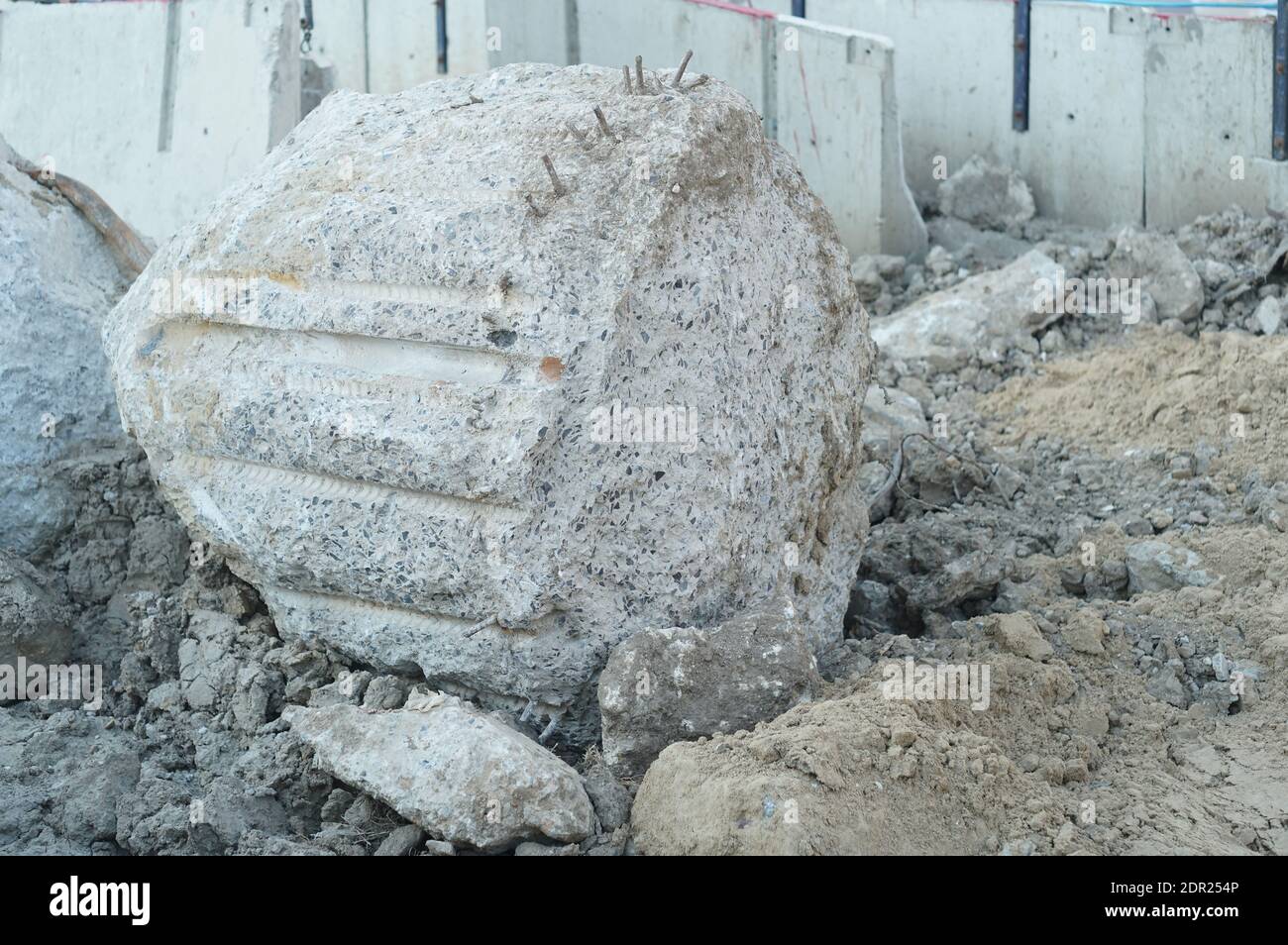 Close-up a cement pillar destroyed don't standard Stock Photo - Alamy